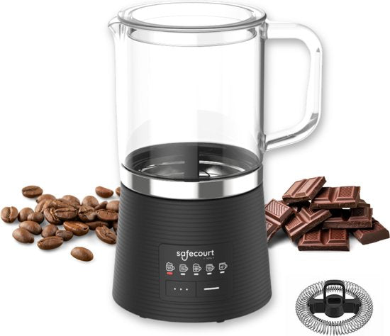 Melkopschuimer glazen kan - Zwart